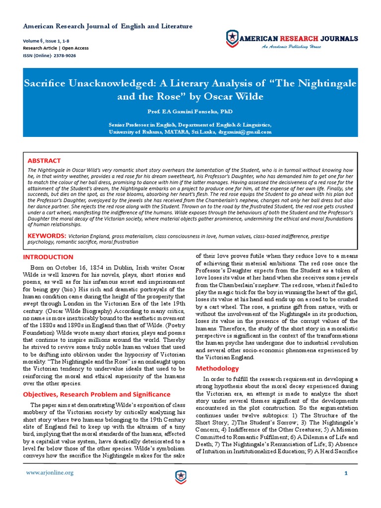 Critical Appreciation of Nightingale and The Rose | PDF | Victorian Era ...