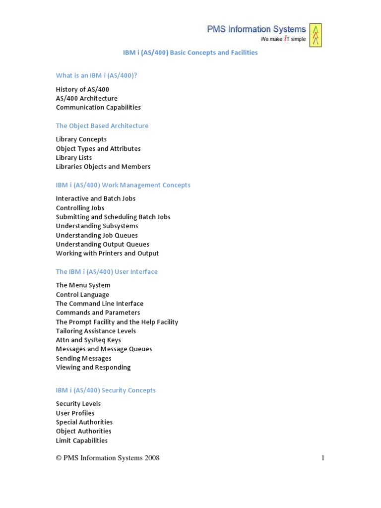 AS400 Basic Concept and Facilities | PDF | Ibm System I | Object ...