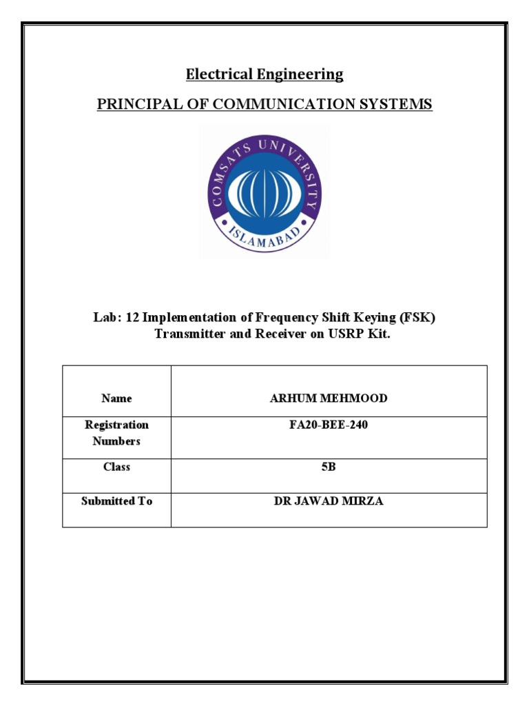 Electrical Engineering Lab Frequency Shift Keying Pdf Frequency Modulation Modulation