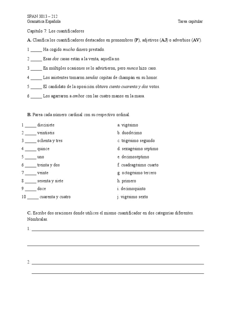 Ejercicios Capítulo 7 | PDF | Lingüística | Gramática