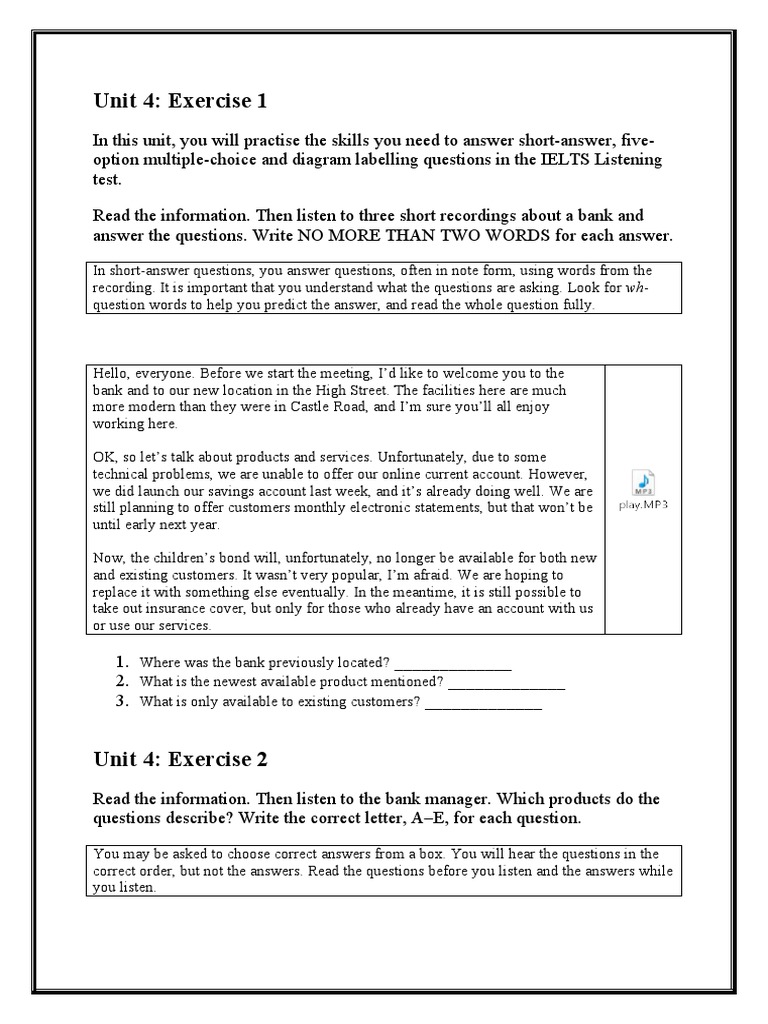 Unit 4 - Listening | PDF | Automated Teller Machine | Credit Card