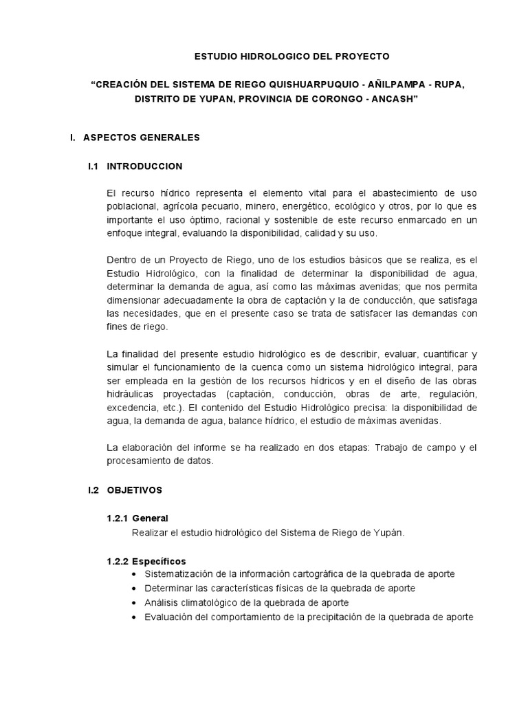 Estudio Hidrológico Yupan | PDF | Cuenca de drenaje | Geomorfología