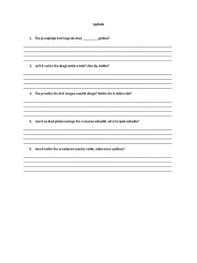 Upitnik o samopoštovanju | PDF | Cognitive Science | Social Psychology