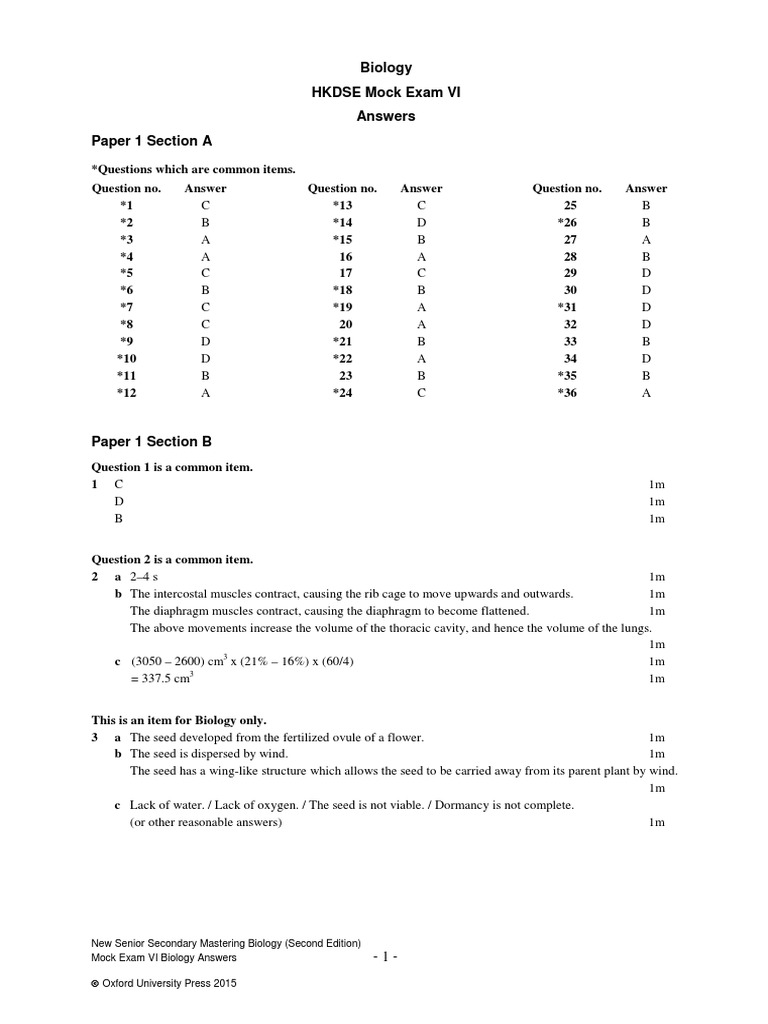 New Senior Secondary MASTERING BIOLOGY OXFORD Mock - Bio - Set6 - e - Ans | PDF | Heart Valve ...
