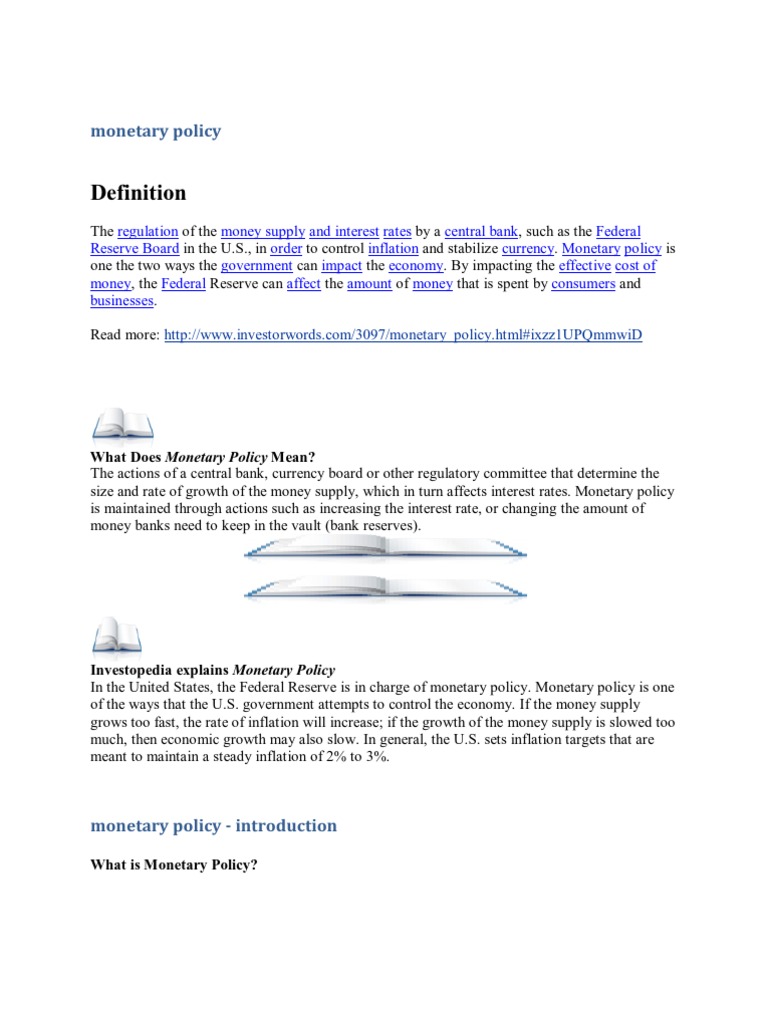 An Overview of Monetary Policy: Definitions, Objectives, and ...