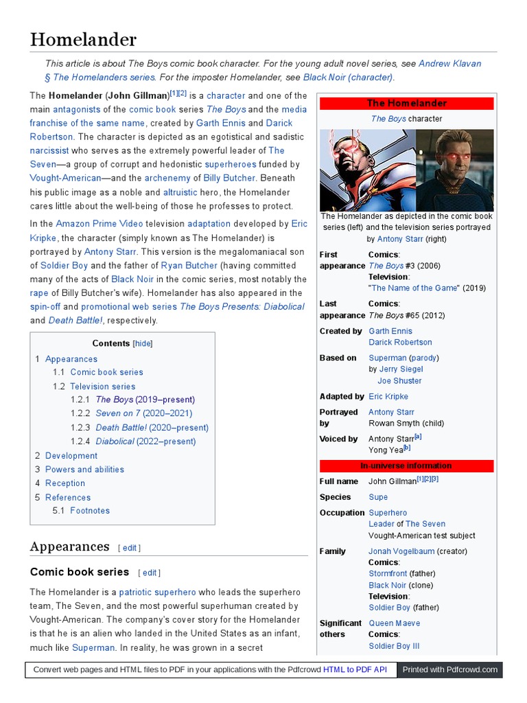 En Wikipedia Org Wiki Homelander The Boys 2019 E2!80!93pres | PDF