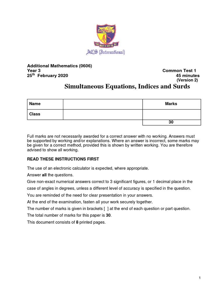 A Math Common Test Practise 3 | PDF | Numbers | Area