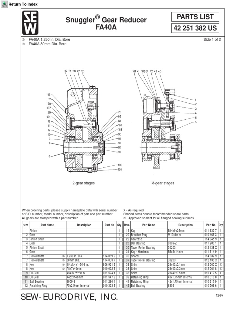 Snuggler Gear Reducer FA40A: Sew-Eurodrive, Inc | PDF | Gear | Equipment