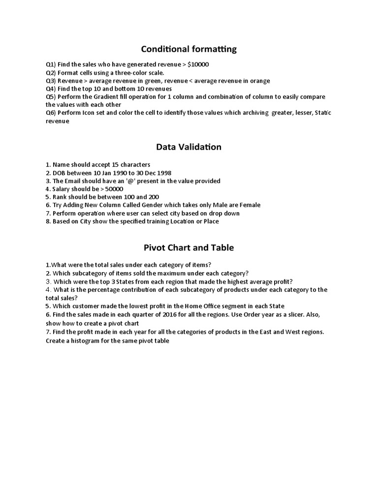 Excel Question Using Conditional Formating and Others | PDF
