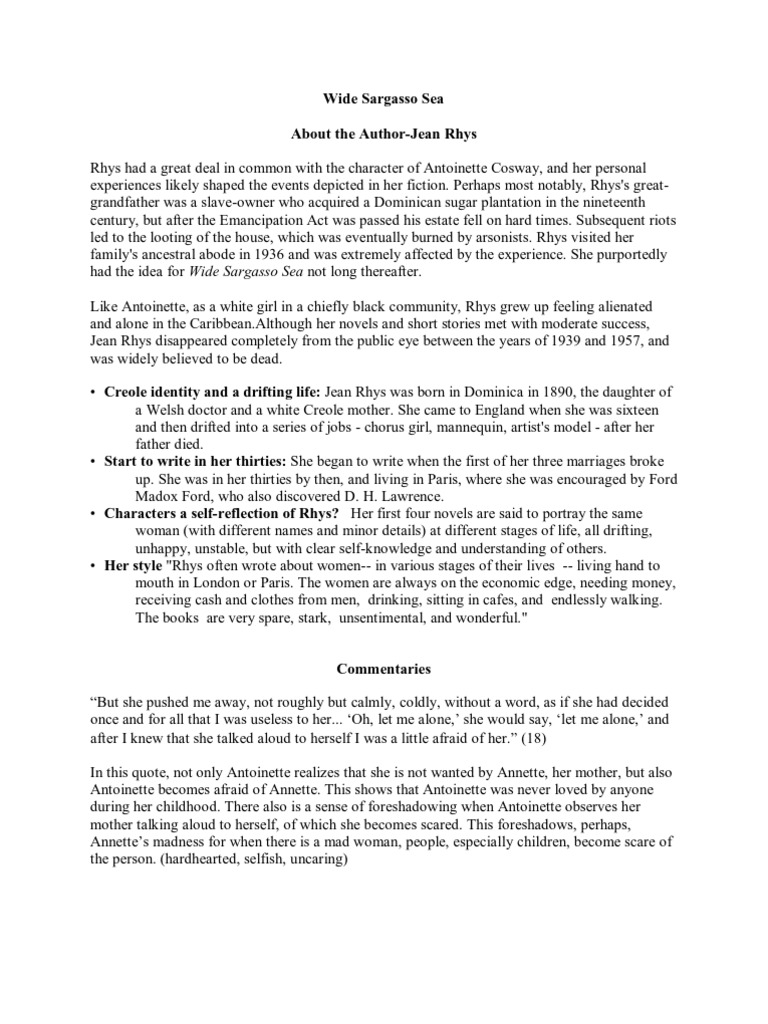 Wide Sargasso Sea | PDF