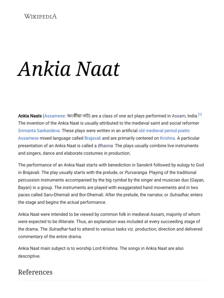 An Introduction to Ankia Naats: Traditional One Act Plays of Assam | PDF