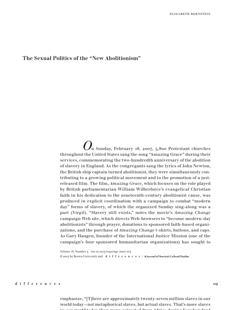 The Sexual Politics of The "New Abolitionism": Elizabeth Bernstein ...