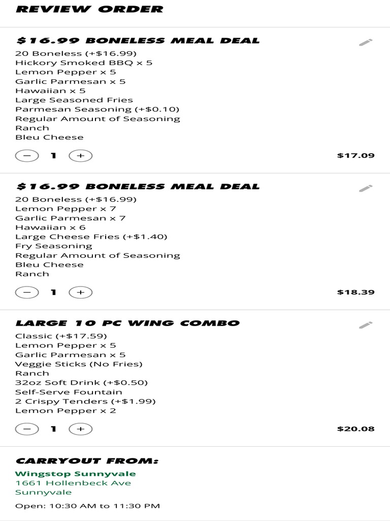 Your Cart Wingstop Menu | PDF | French Fries | Fast Food