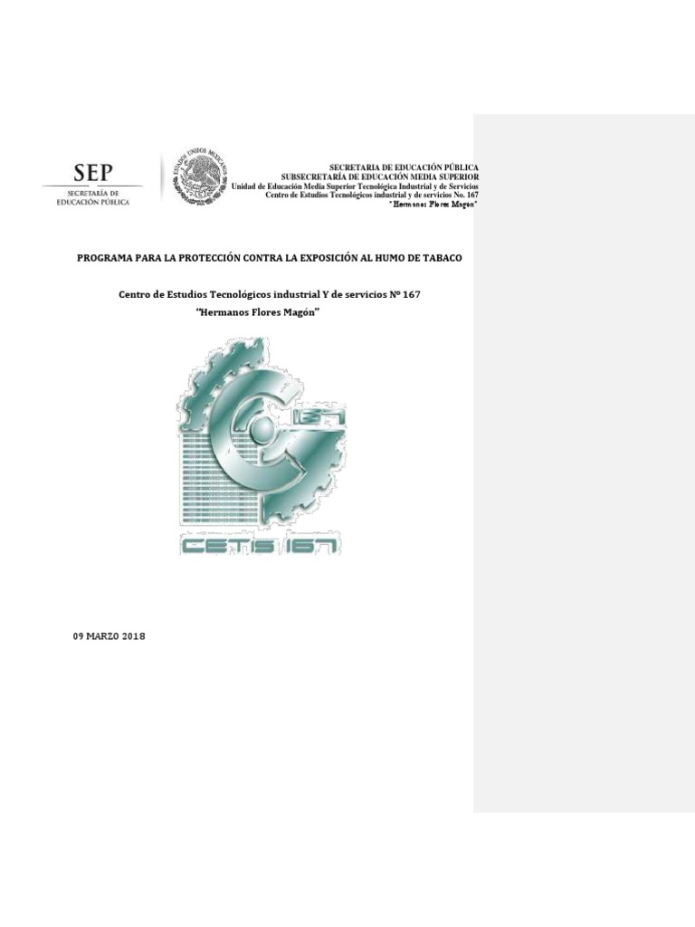 PROGRAMA E100 LHT CETis-167 | PDF | Nicotina | Tabaco