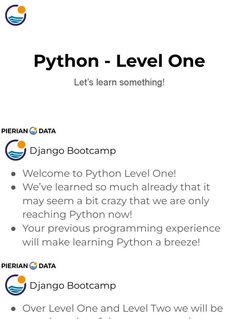 Python - Level One | PDF | Python (Programming Language) | Control Flow Python - Level One | PDF | Python (Programming Language) | Control Flow