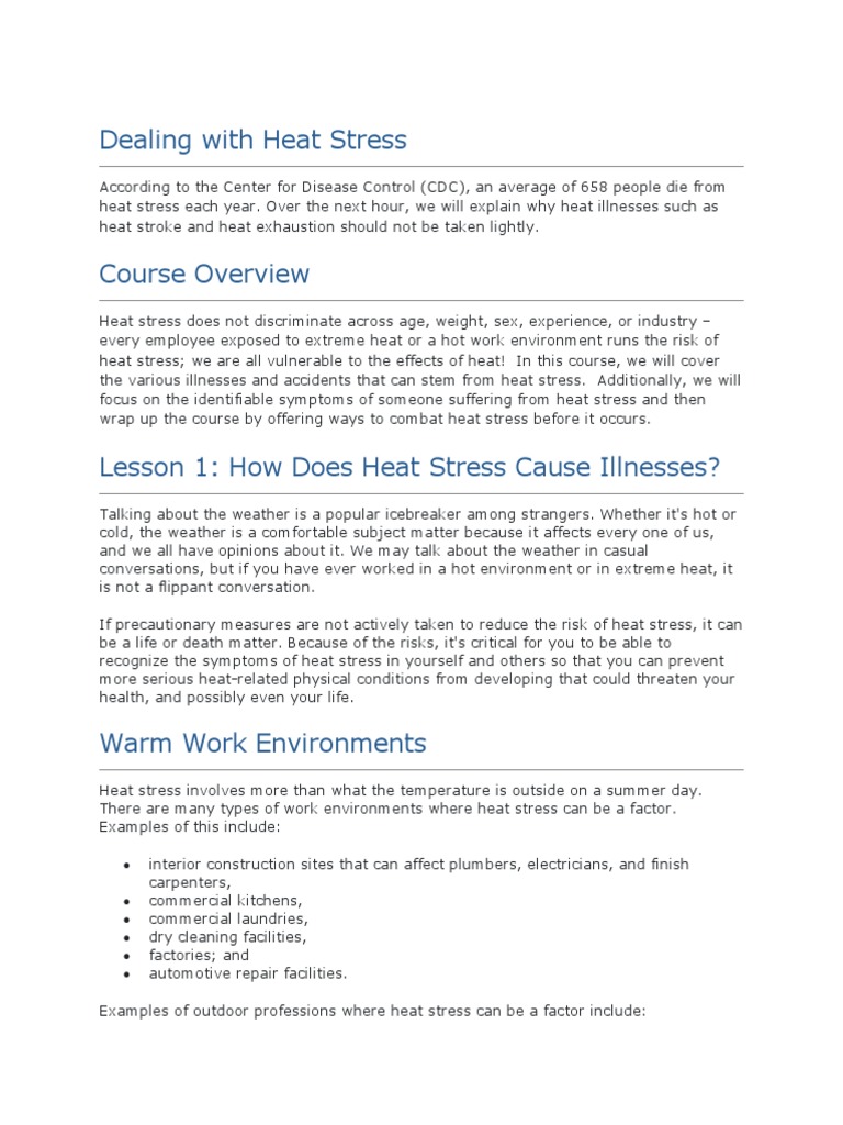 Dealing With Heat Stress | PDF | Hyperthermia | Air Conditioning