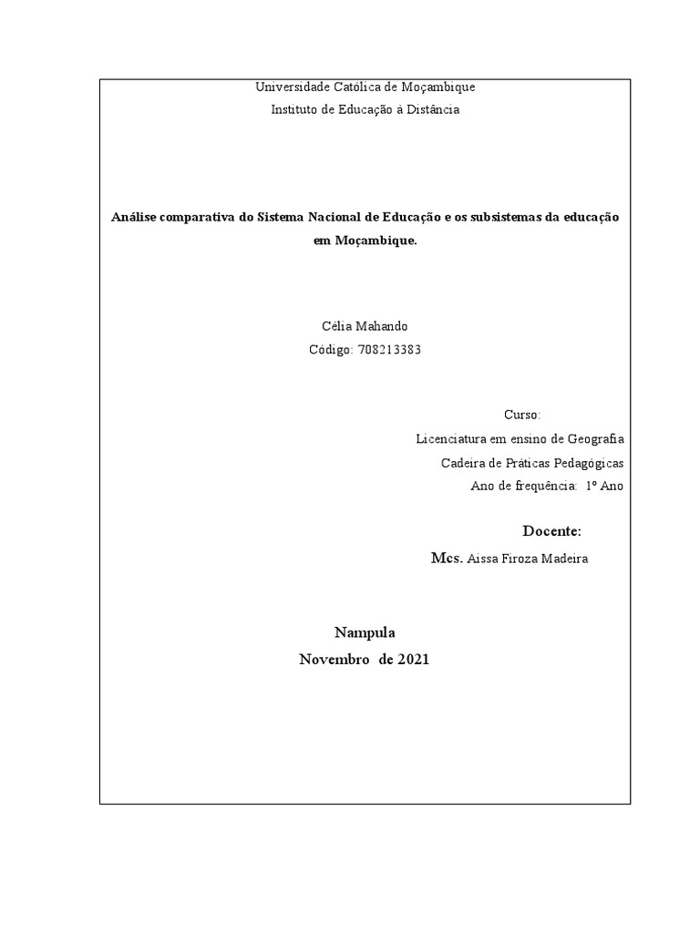 1º Trabalho PP1 Rectificado | PDF | Ensino Superior | Ensino médio