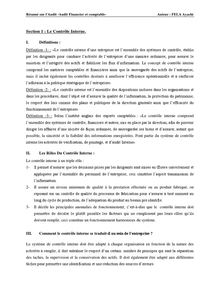 Résumé Sur L'audit - Audit Financier Et Comptable | PDF | Audit | Audit financier