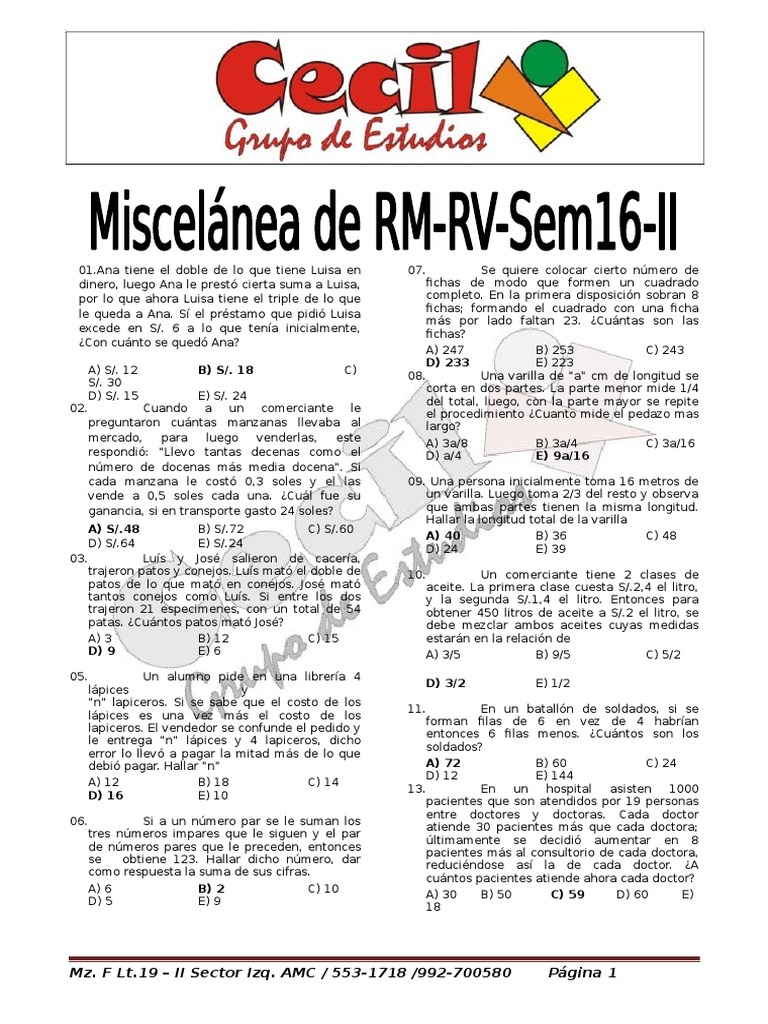 Miscelanea RM y RV | PDF