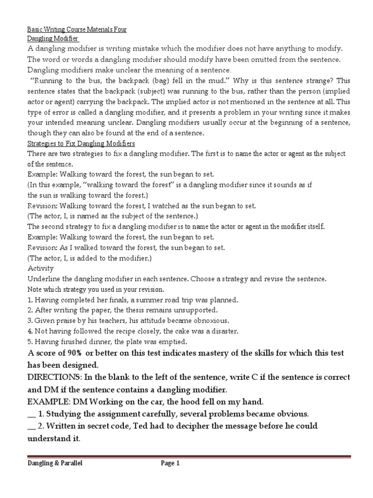 Basic Writing Course Material Four | PDF | Verb | Adjective