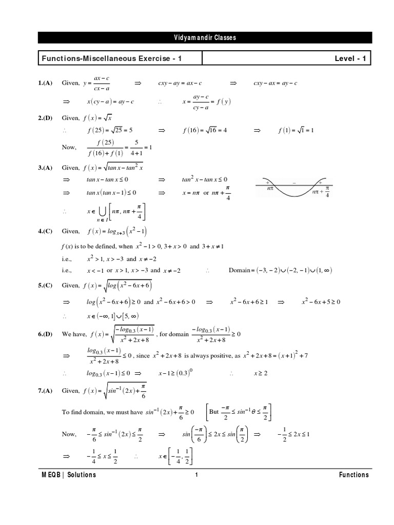 Function Solution Miscellaneous Question Bank | PDF | Function ...