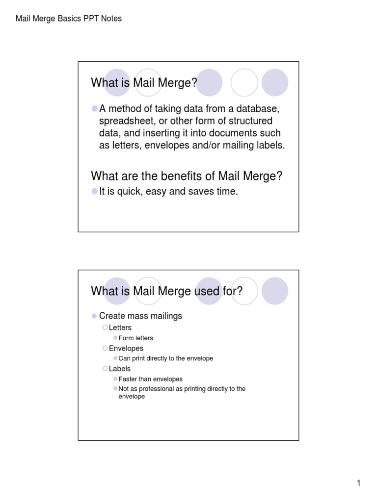 Mail Merge PPT Notes | PDF | Spreadsheet | Microsoft Power Point