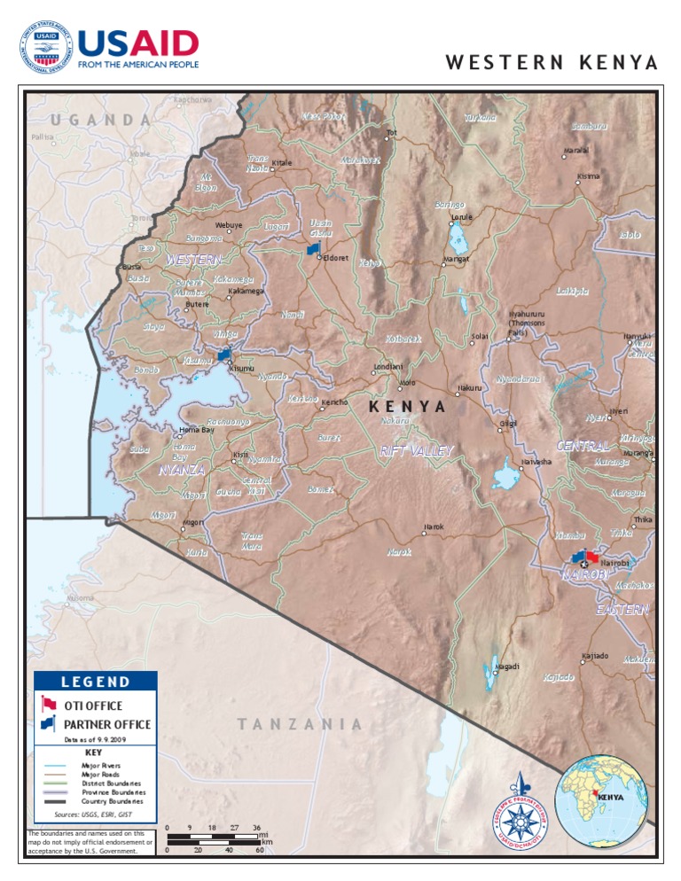 Map of Western Kenya Districts | PDF | Travel