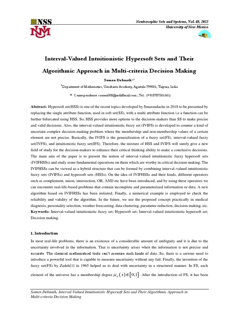 Interval-Valued Intuitionistic Hypersoft Sets and Their Algorithmic Approach in Multi-Criteria ...