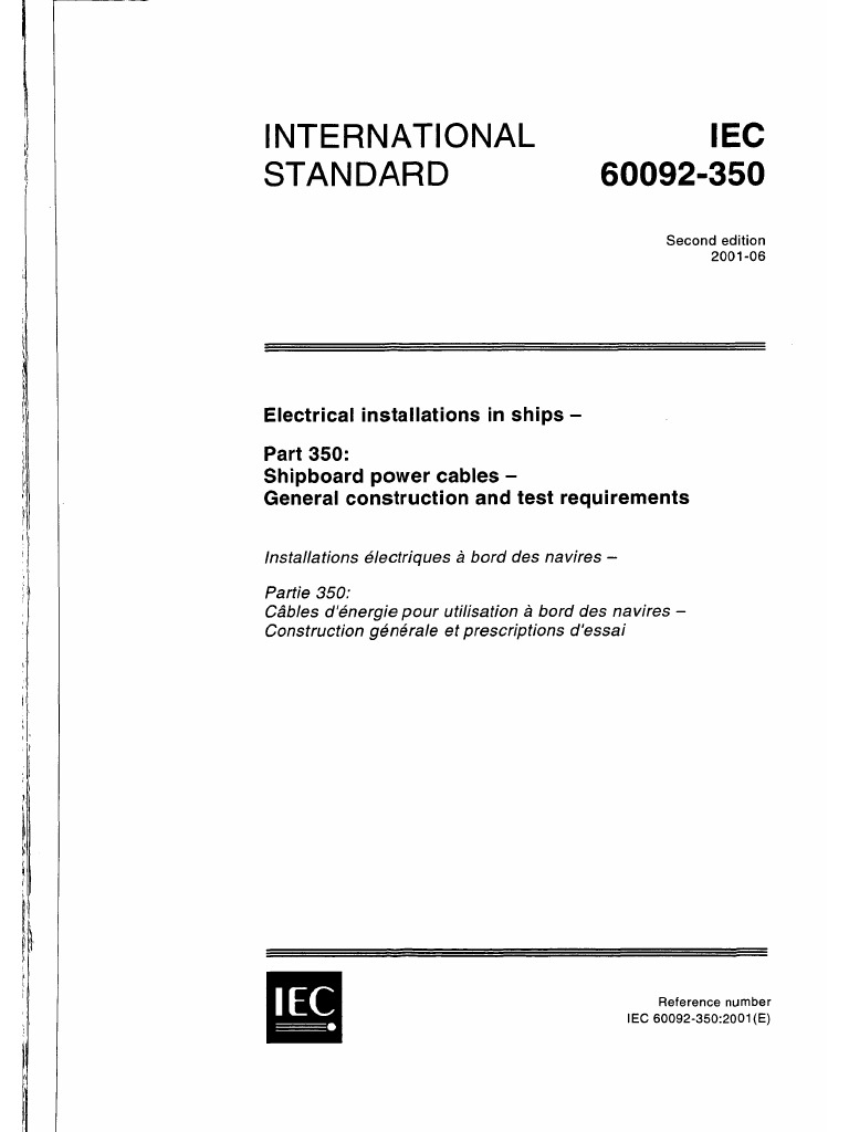 IEC 60092-350 Elecetrical Installations in Ship | PDF