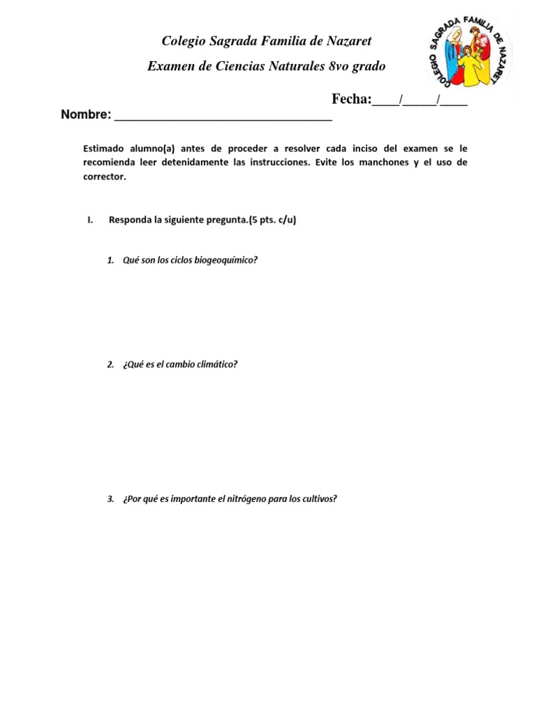 Examen de CCNN 8vo. | PDF