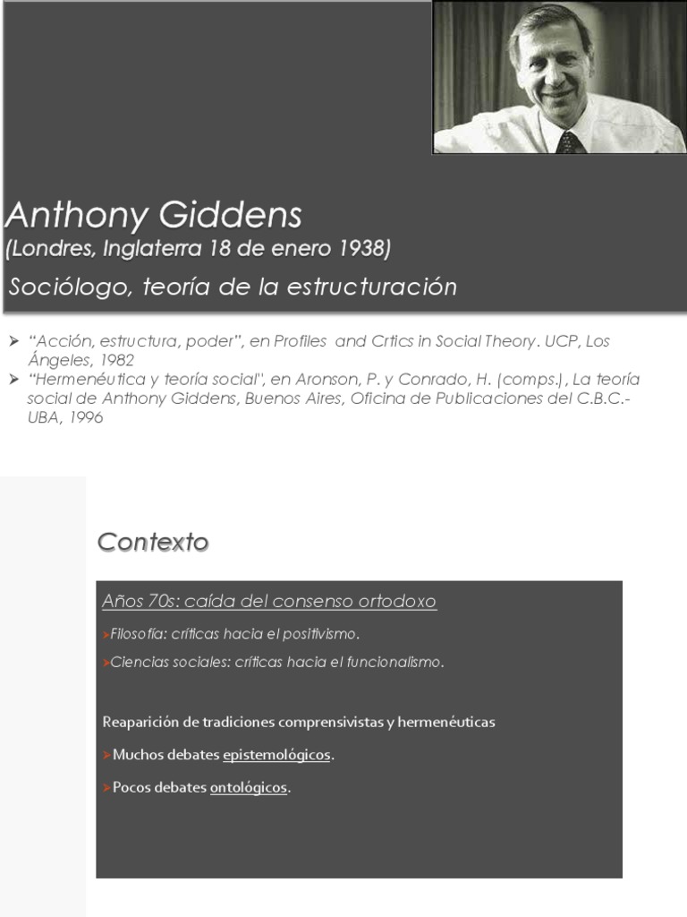 Anthony Giddens | PDF | Sociología | Teorías sociológicas
