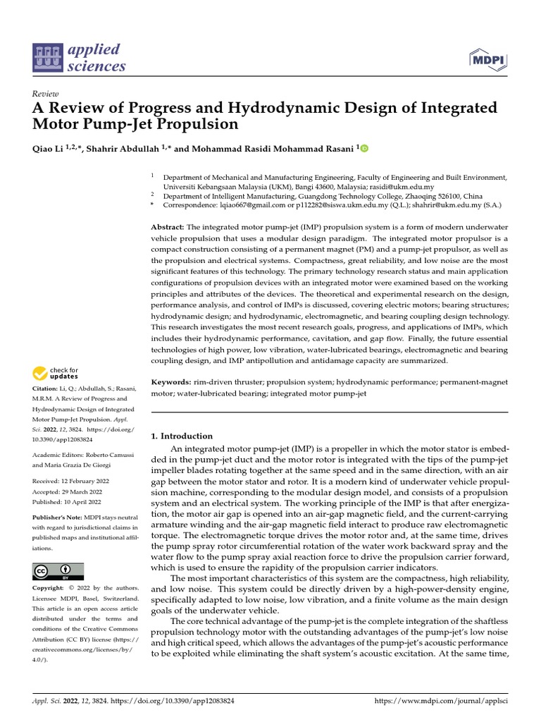A Review of Progress and Hydrodynamic Design of in | PDF | Electric ...