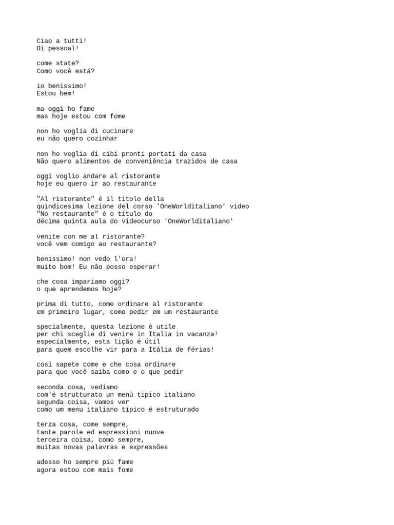 (Italian-Portuguese) One World Italiano Lezione 15 - Livello Elementare ...