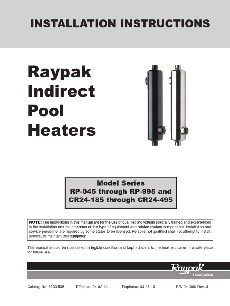 6300.50 Intercambiadores Raypak | PDF | Valve | Legal Liability