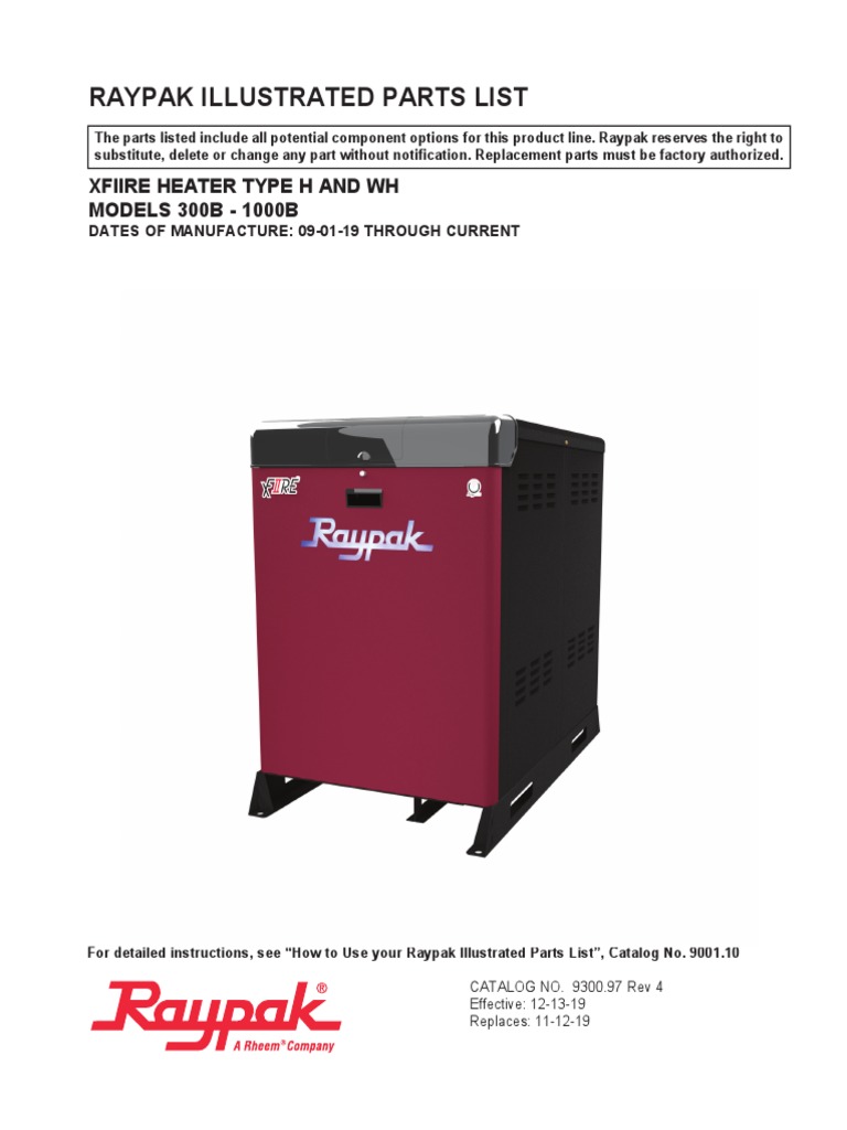 9300.97 12-13-19 XFIIRE Models 300B - 1000B Type H & WH IPL | PDF | Valve | Switch