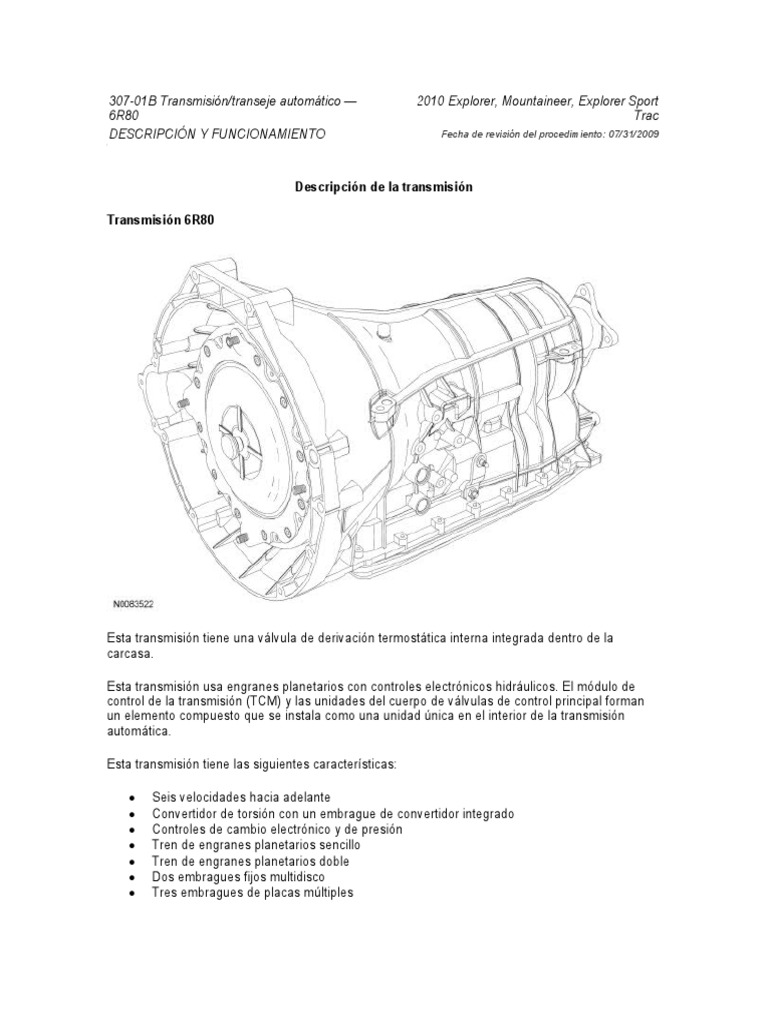 Descripción de La Transmisión Transmisión 6R80 | PDF | Embrague ...