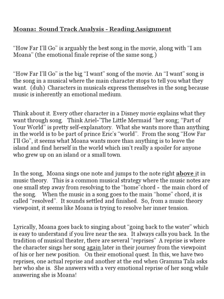 Moana Sound Track Review - Reading | PDF