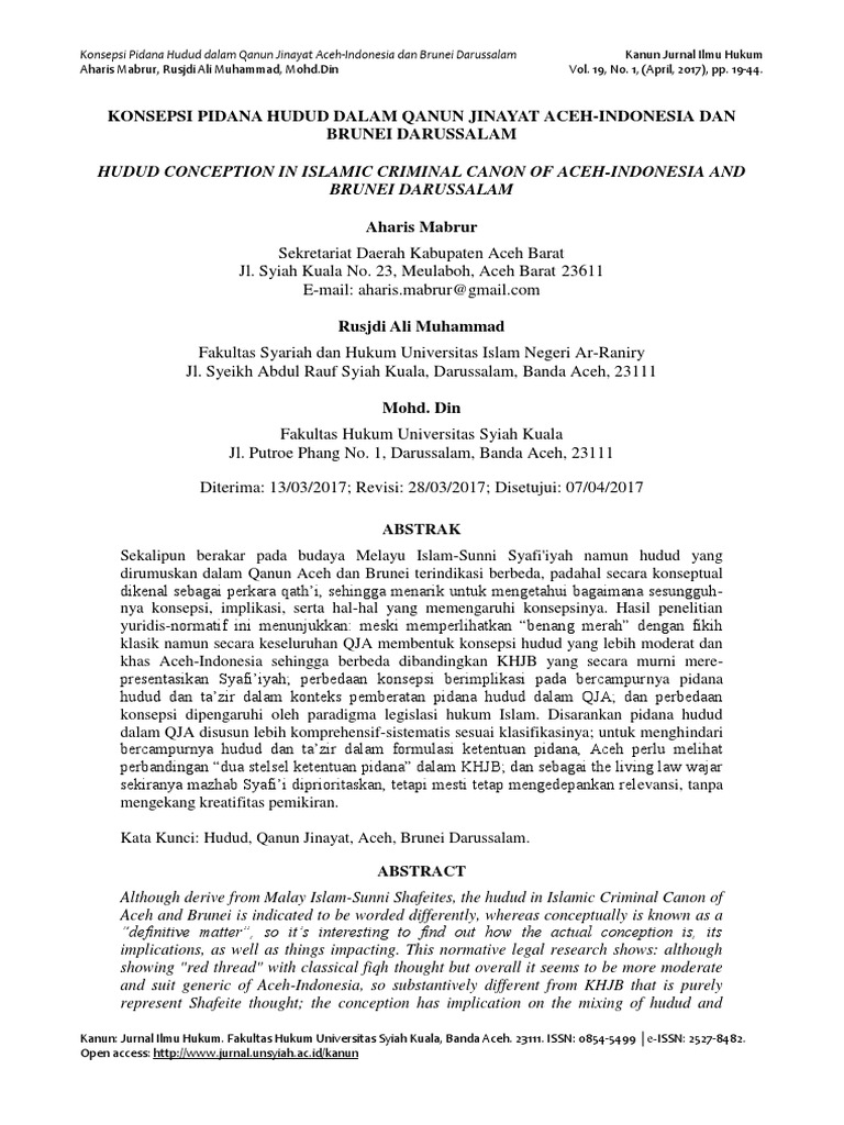 Konsepsi Pidana Hudud Dalam Qanun Jinaya | PDF