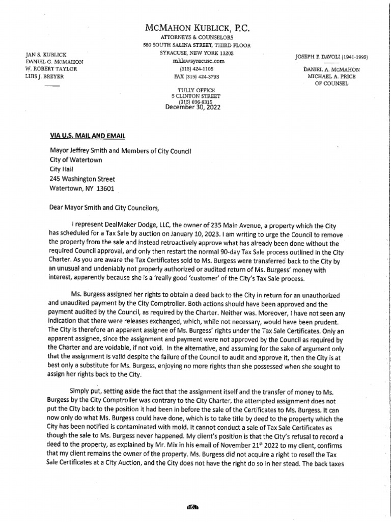 Simao Letter To City Council Dec. 30, 2023 | PDF