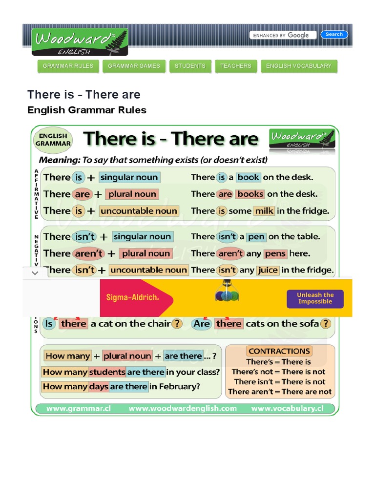 There Is There Are - English Grammar Rules | PDF | Language Arts ...