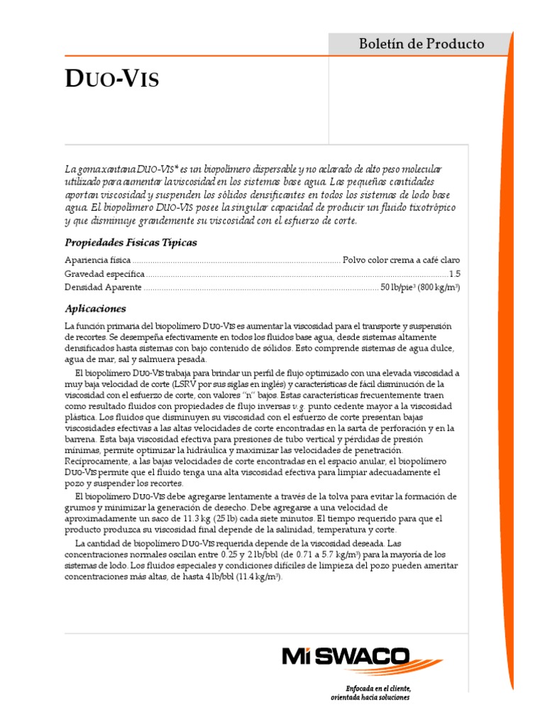 Ficha Tecnica Duo-Vis | PDF | Viscosidad | Agua