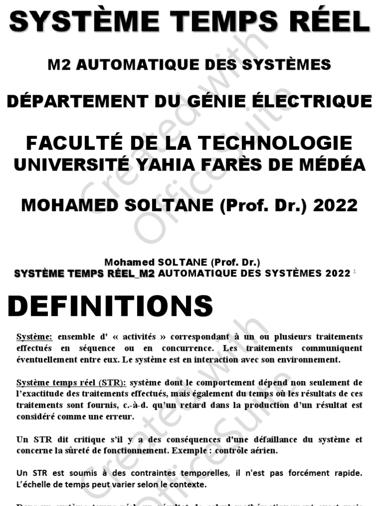 Systèmes Temps Réel et RTOS | PDF | Système d'exploitation | Kernel (Système d'exploitation)