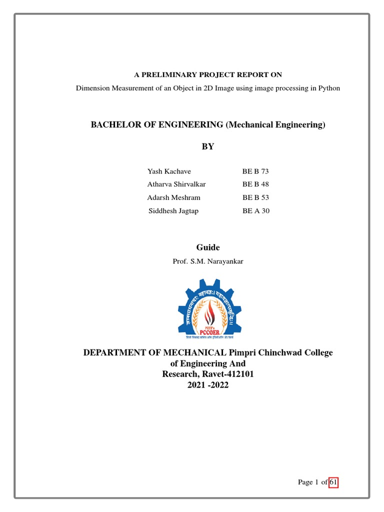 Report of Dimensions Measurement of An Object in 2D Image Using Image ...