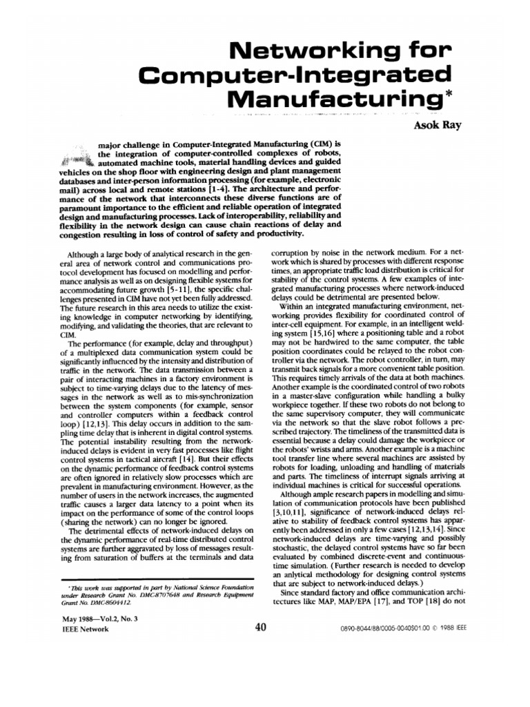 Networking For Computer-Integrated Manufacturing | PDF