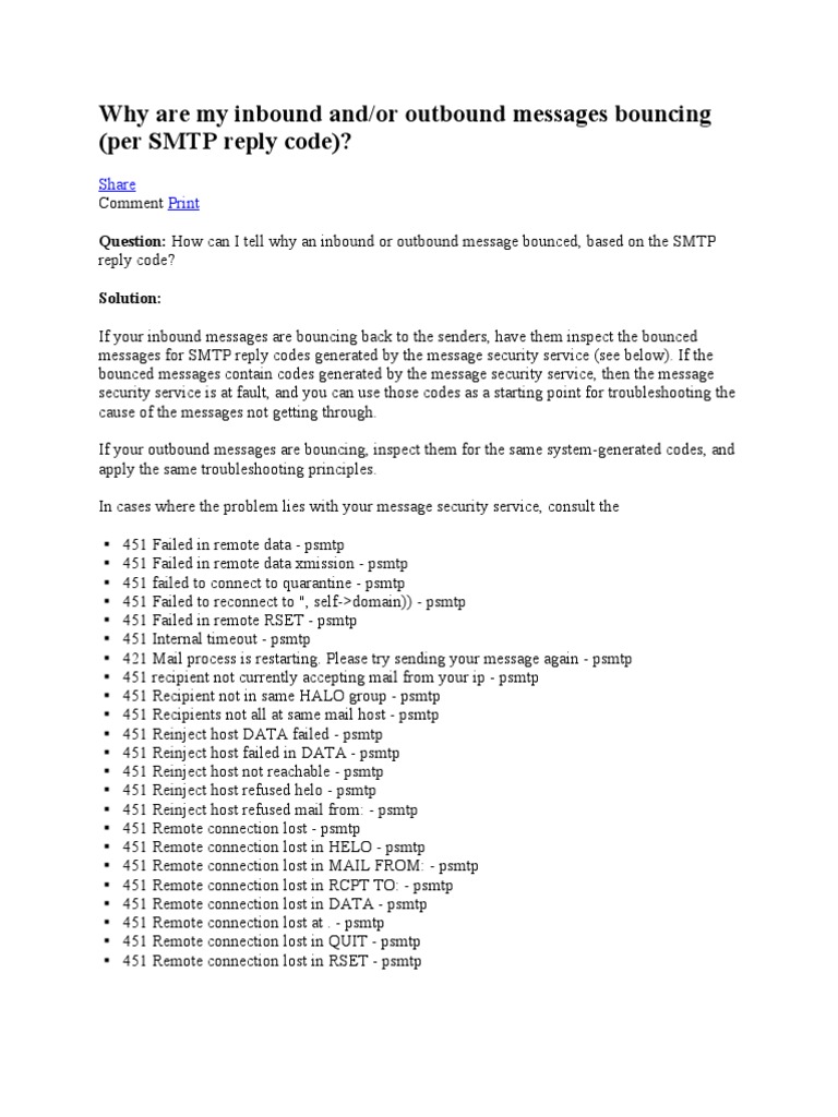 SMTP Log Codes | Download Free PDF | Email | Email Address