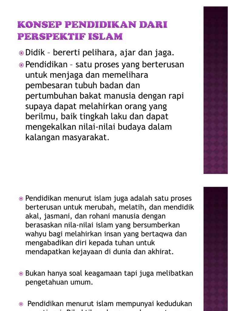 Konsep Pendidikan Dari Perspektif Islam | PDF