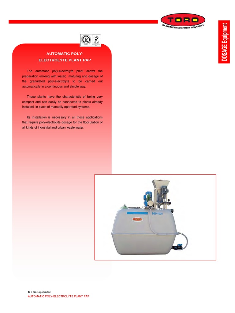 PAP Polyelectrolite Plant Toro Equipment | PDF | Valve | Mechanical ...
