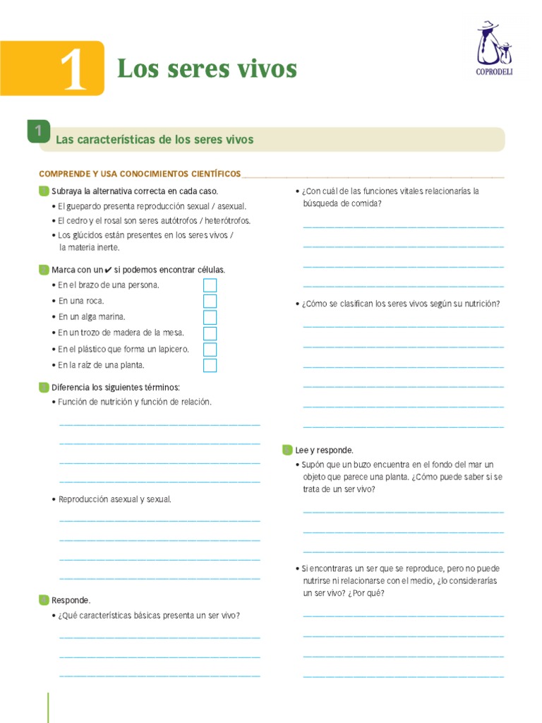 Características de los seres vivos: funciones vitales, nutrición ...