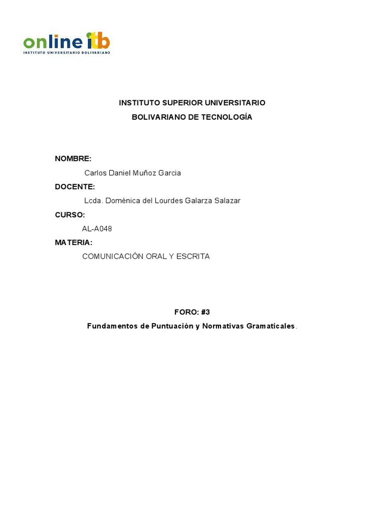 Foro 3 COE Fundamentos de Puntuacion y Normas Gramaticales | PDF | Comunicación | Puntuación