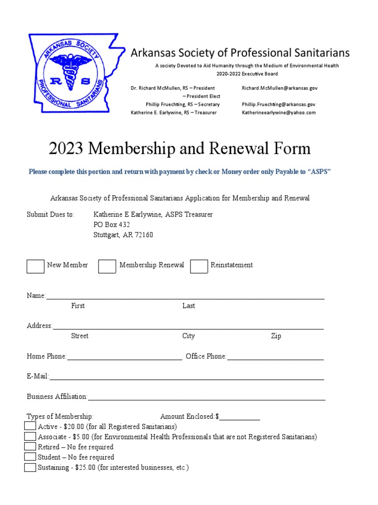 ASPS Membership Renewal Form 2023 | PDF